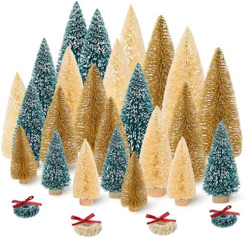 18 PCS Miniature Christmas Tree Small Artificial Miniatures Sisal Snow ...