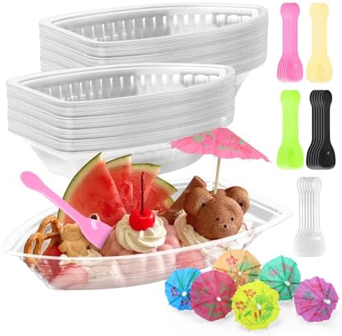 Amazon.com: MT Products Clear Plastic Disposable Banana Split Boats 12 ...