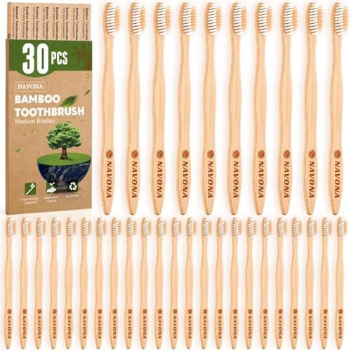 Amazon.com : 30PCS Biodegradable Bamboo Toothbrushes, BPA Free Medium ...