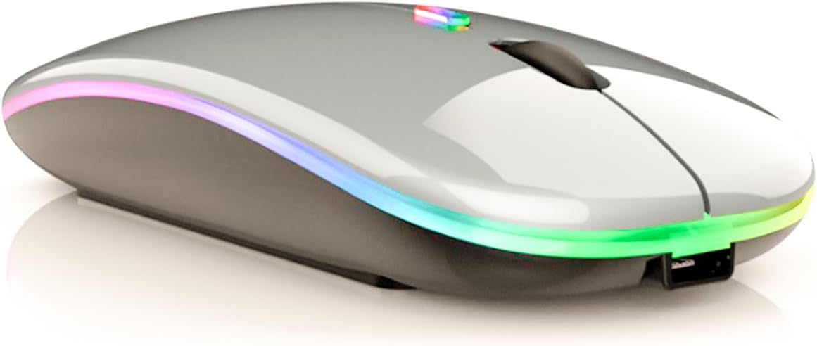 Mouse Sem Fio Recarregável Óptico Wireless Led Rgb Colorido Ergonômico ...