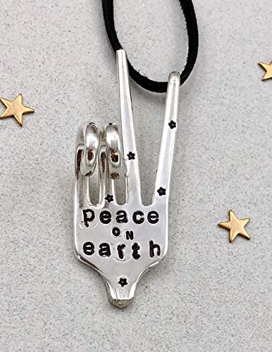 Amazon.com: PEACE on EARTH hand stamped Peace Sign recycled FORK ...