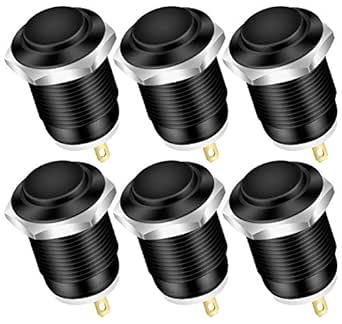 DaierTek 6pcs 12V Momentary Push Button Switch 12mm Waterproof Small Round Mini Micro Black ...