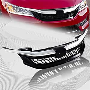 Amazon.com: EPARTS 1 Piece Chrome Black Finished Honeycomb Front Bumper ...