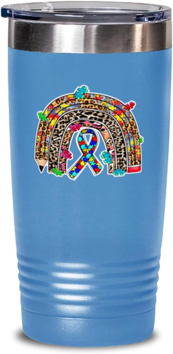 Amazon.com: Generic Autism Tumbler - Colorful Autism Gifts - Rainbow ...