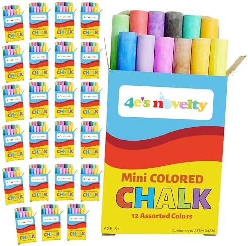 Amazon.com: 4E's Novelty 288 Mini Chalk Sets (24 Boxes) Sidewalk Chalk ...