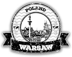 Amazon.com - Warsaw Poland Grunge Rubber Stamp Travel Car Bumper ...