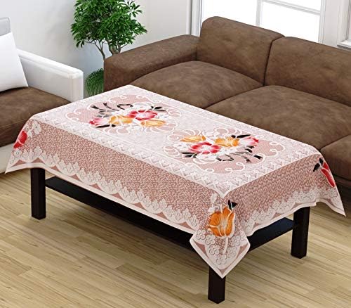 Buy Yellow Weaves Polyester Floral Designer Rectangular Center Table ...