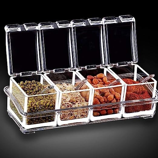 Buy Fresh creation Crystal Plastic Seasoning Acrylic Spice Rack, 4 ...