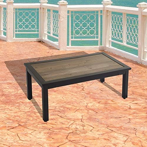 Amazon.com : LOKATSE HOME Outdoor Rectangular Metal Coffee Table Patio ...