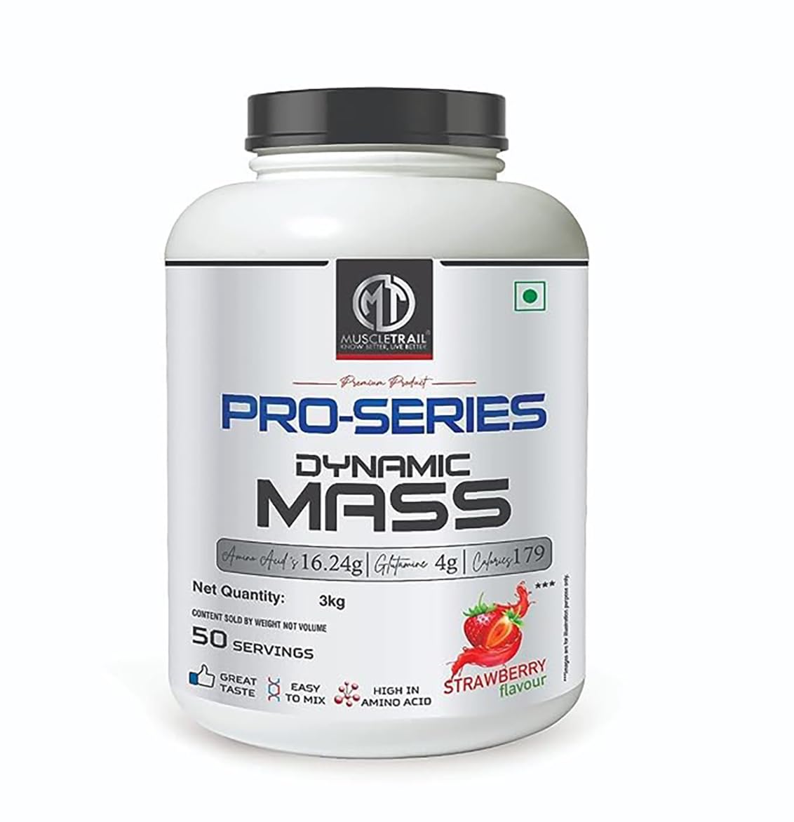 Muscle Trail Pro Series Dynamic Mass Gainer | (Strawberry, 3kg) | 4g ...
