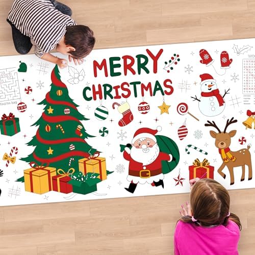 Amazon.com: Christmas Coloring Tablecloth | Kids Christmas Activities ...