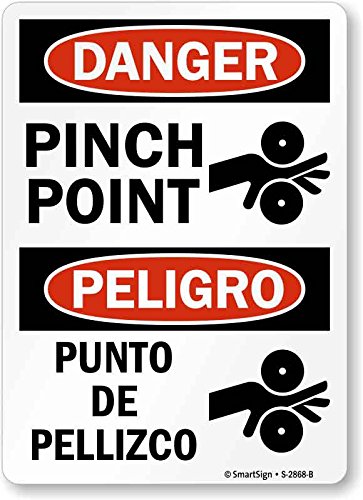 SmartSign “Danger - Pinch Point” Bilingual Sign | 10" x 14" Plastic ...