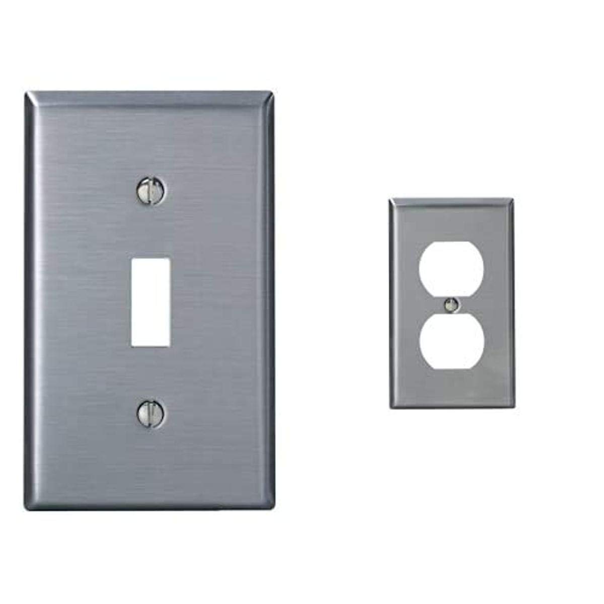 Leviton 1-gang Stainless Steel Duplex Receptacle Cover Leviton ...