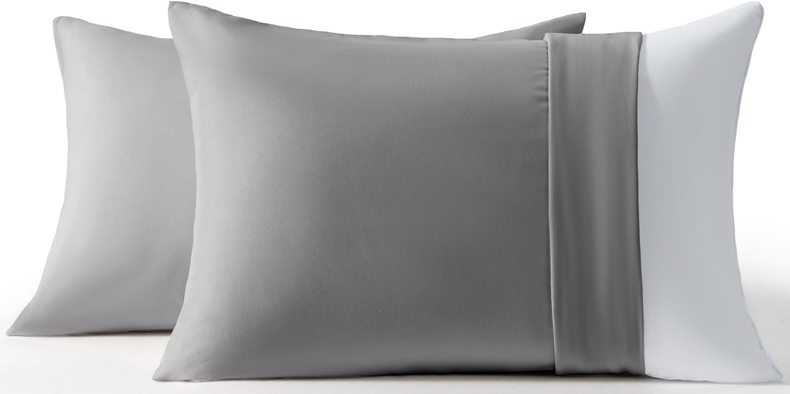 Amazon｜AZRA 枕カバー 2枚セット 35 50 ピーチスキン加工 ファスナー式 チャック付き おしゃれ オールシーズン ピローケース 通気 速乾 グレー｜枕カバー・ピローケース ...