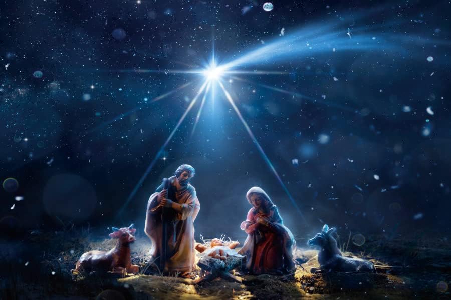 Amazon.com : Eainb 5x3ft Nativity Scene Backdrop Birth of Jesus Night ...