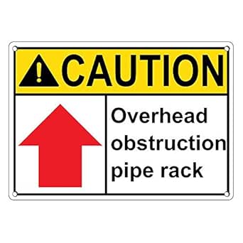 Amazon.com: Weatherproof Plastic ANSI Caution Overhead Obstruction Pipe ...