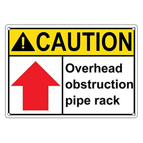 Amazon.com: Weatherproof Plastic ANSI Caution Overhead Obstruction Pipe ...