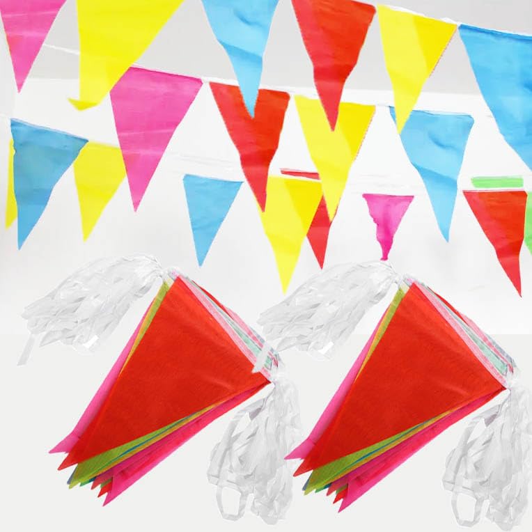 Amazon.com: 165 Feet Pennant Banner - 100 Multicolor Bunting Flags ...