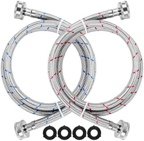 4Ft Stainless Steel Washing Machine Hose by Puxyblue for All Washers ...