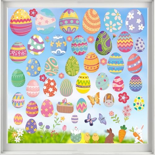 Amazon.com: 124Pcs/8 Sheets Easter Window Clings Decorations Stickers ...