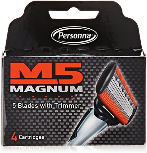 Amazon.com: M5 Magnum Razor Cartridge Blades with Trimmer, 4 Count ...