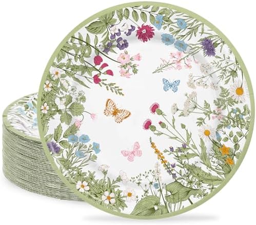 Amazon.com: AnyDesign 24Pcs Floral Paper Plates 9 Inch Vintage ...