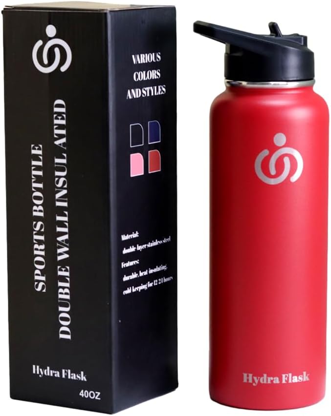 Hydra Flask Tapa con popote de boca ancha (rojo, 40 onzas) – Yaxa Colombia