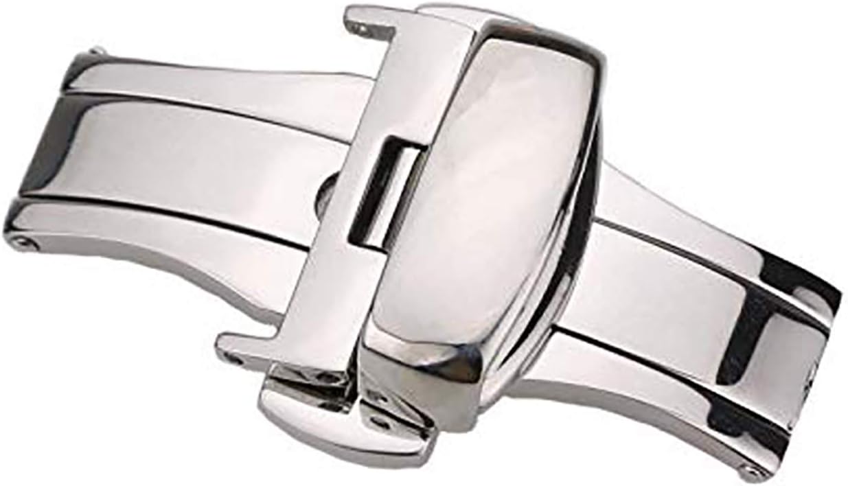 Amazon.com: 12mm Premium Silver Clasp Buckle Deployment with Double ...