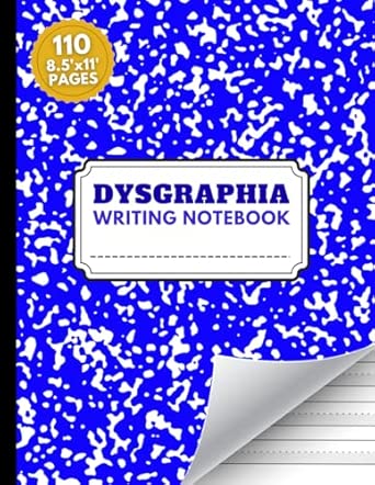 Dysgraphia Writing Notebook: Gray Highlighted Lined Paper With Dotted ...