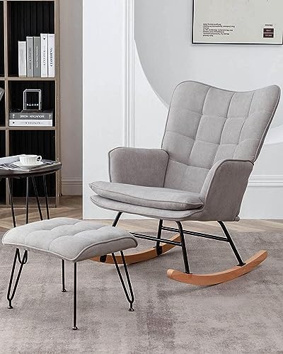 Amazon.com: HOMMOW Nursery Rocking Chair with Ottoman, Comfortable ...