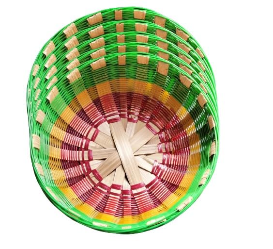 Handmade Colorful Round Shape Bamboo Basket With Stand for Wedding and ...