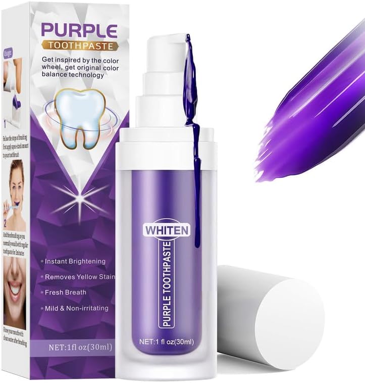 Amazon.com: Purple Toothpaste for Teeth Whitening - Instant Whitening ...