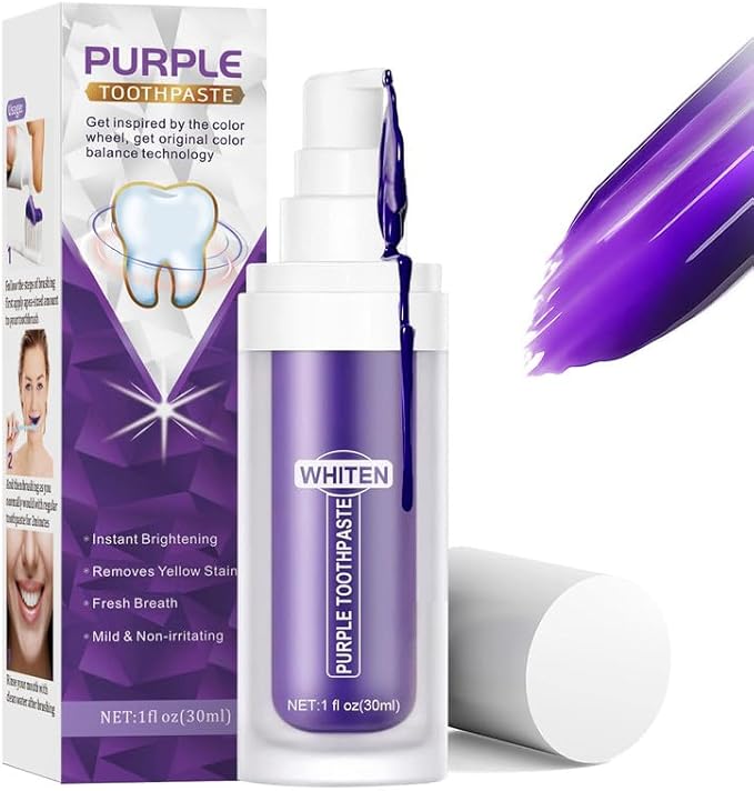 Amazon.com : Purple Toothpaste for Teeth Whitening - Instant Whitening ...