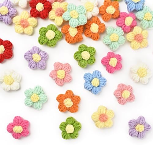 Amazon.com: 50 PCS Flower Sew/Iron On Patches Crochet Floral Flowers ...