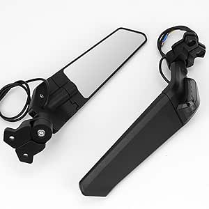 Amazon.com: Rhomba Racing Motorcycle Rearview Mirrors, with LED Turn ...