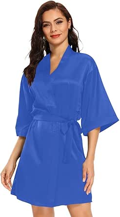 Amazon.com: Yellow Womens Kimono Robe, Short Bathrobe for Women, Womens ...