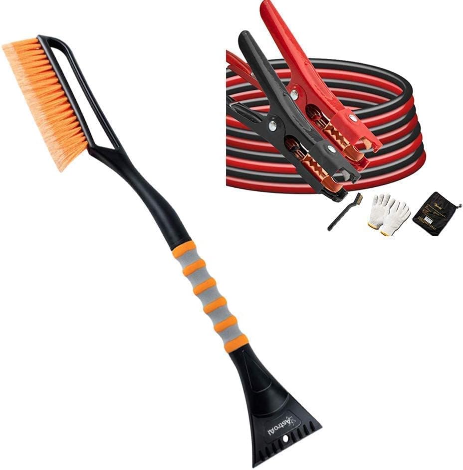 Amazon.com: AstroAI Snow Brush and Ice Scraper & Jumper Cables 4 Gauge ...