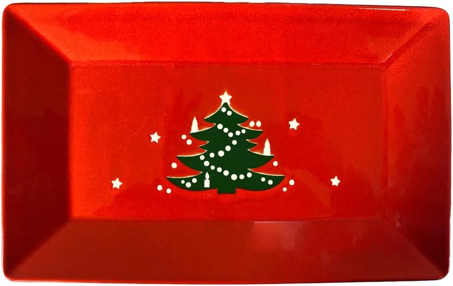 Amazon.com | Fine Ceramic Hand Painted Christmas Holidays Green Holly ...