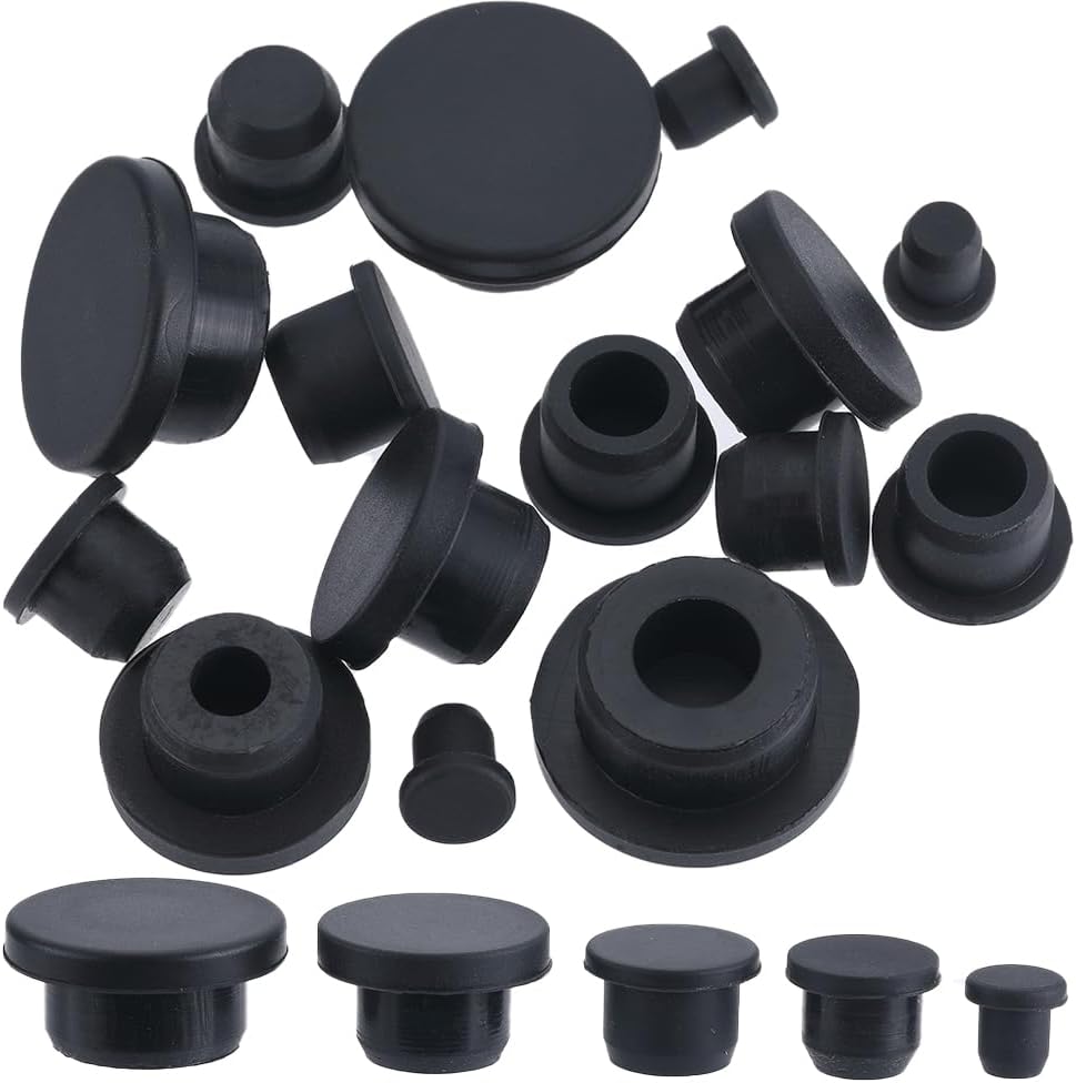 Rubber Plugs for Round Holes, 50 Pcs 5 Sizes Waterproof Black Rubber ...