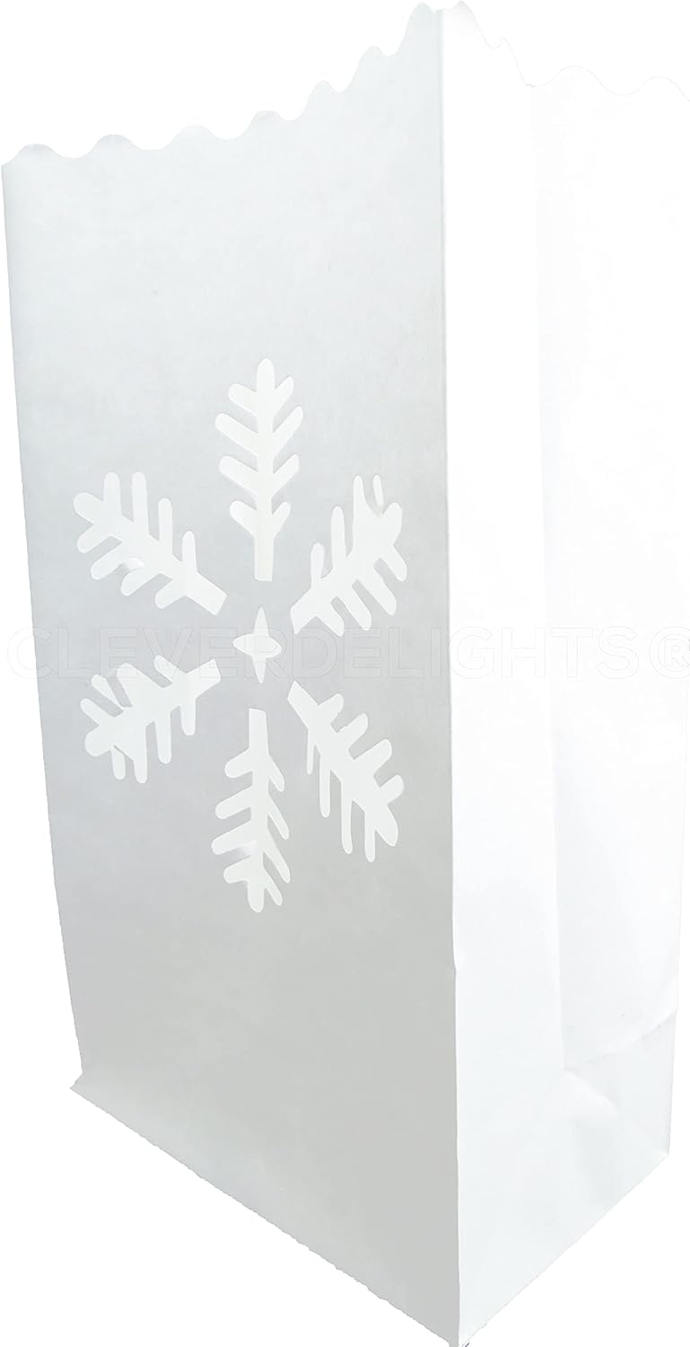 Amazon.com: CleverDelights White Luminary Bags - 30 Count - Snowflake ...