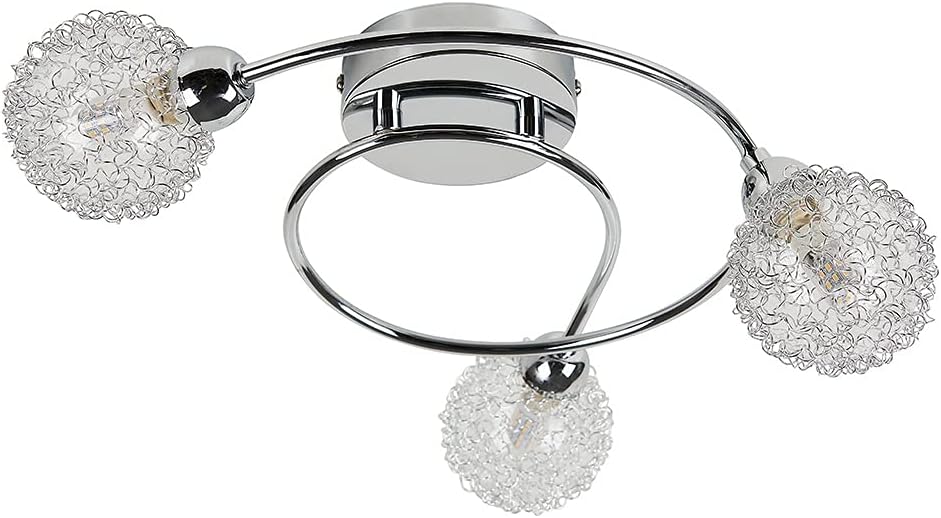 MiniSun | Modern 3 Way Polished Chrome Ceiling Light with Clear and ...