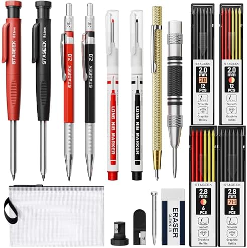 STAGEEK 17 Pack Mechanical Carpenter Pencil Set with Sharpener ...