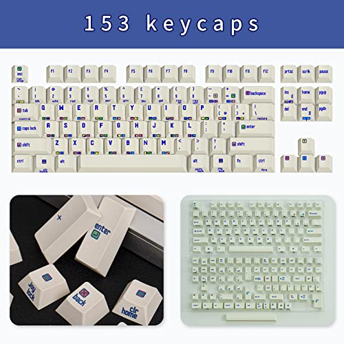 153 Keys Retro Beige Keycaps, Cherry Profile Keycaps Dye Sublimation ...