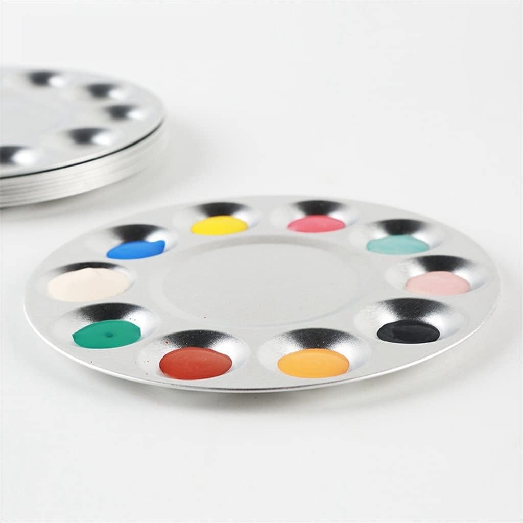 10 Holes Aluminum Paint Palette Plate Round Watercolor Paleta Oil Paint ...