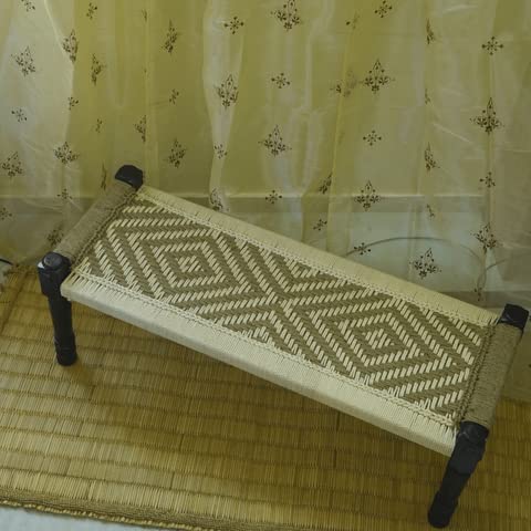 White And Jute Wooden Charpai Khatiya Charpoy Bench Sheesham Wood ...