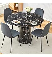 Amazon.com - Round Dining Table Set for 4, Modern Kitchen Table Small ...