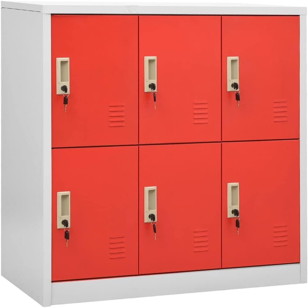 Amazon.com: Annlera Locker Cabinet Light Gray and Red 35.4"x17.7"x36.4 ...