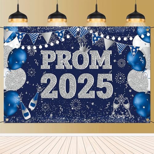 Amazon.com : WOLADA Blue and Silver Prom Backdrop 2025 Graduation Prom ...