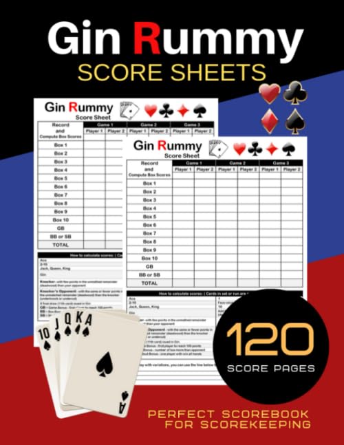 Gin Rummy Score Sheets: Gin Rummy Score Book | Gin Rummy Score Pads ...