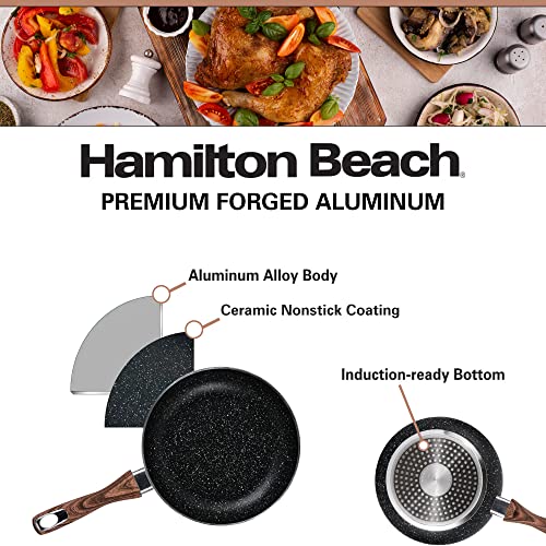 Hamilton Beach Fry Pan Aluminum 12-Inch, Nonstick with Marble Coating ...